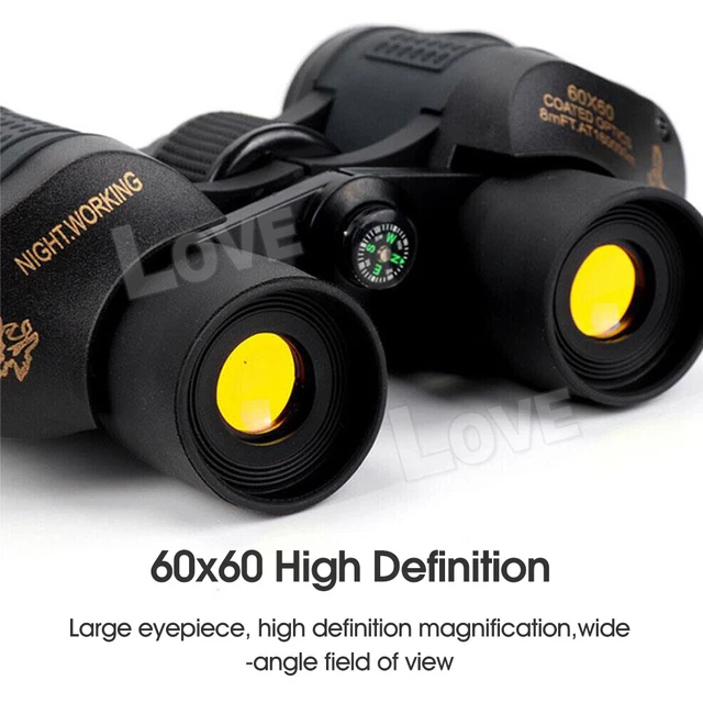 60X60 MARINE HD Night Vision Binoculars Wide Field 8.2Hunt Telescope ...