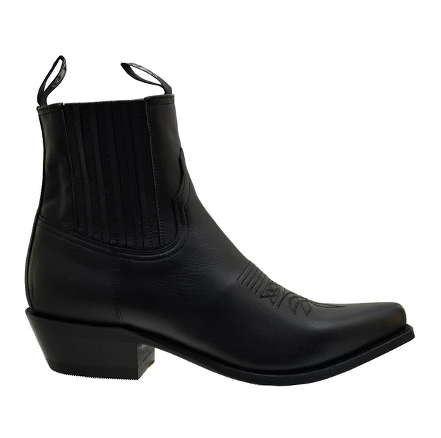 MEN'S COWBOY BOOTS Sendra 6479 Black Leather Cuban Heel size 45 £290.84 ...