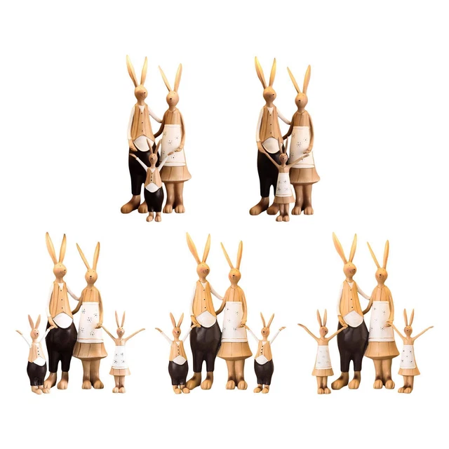 FIGURINE DE FAMILLE de lapins, Statue debout, pièce maîtresse de Table ...