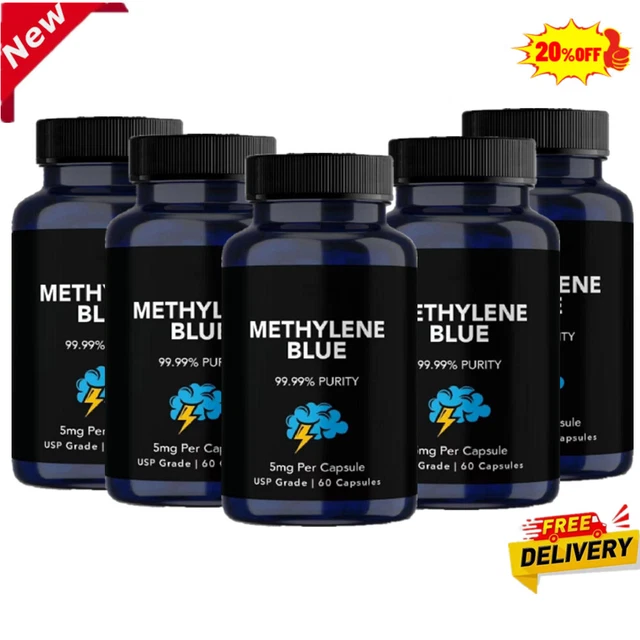 1-5 PACK METHYLENE Blue Capsules 5mg - USP Grade, 99.99% Purity, 60 ...