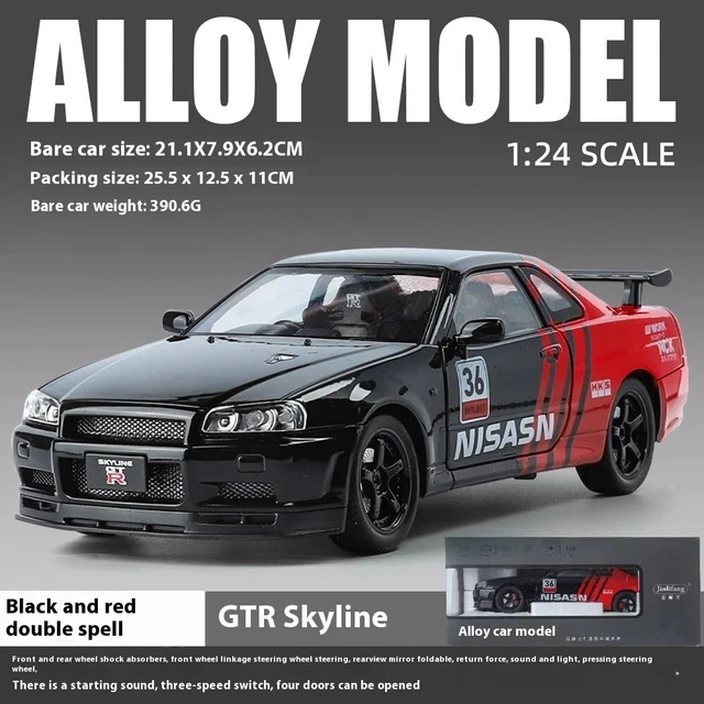 NISSAN SKYLINE R34 GT-R Modified Model Car with Light and Sound ...