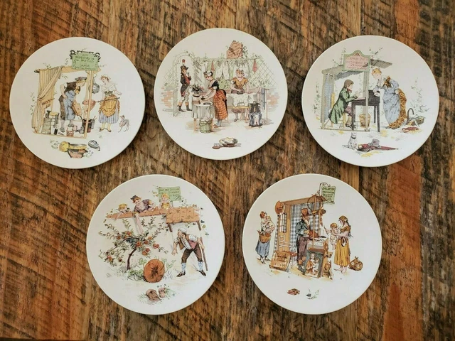 ANTIQUE SARREGUEMINES STORY Plates Froment Richard Faience Pottery (lot ...