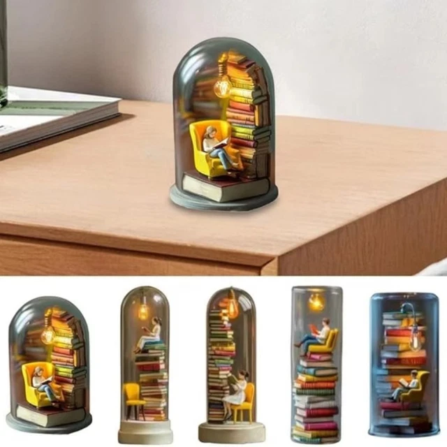 LED LIGHT BOOK Lover Lamp Miniature Design Mini Library Lamp Bedside ...