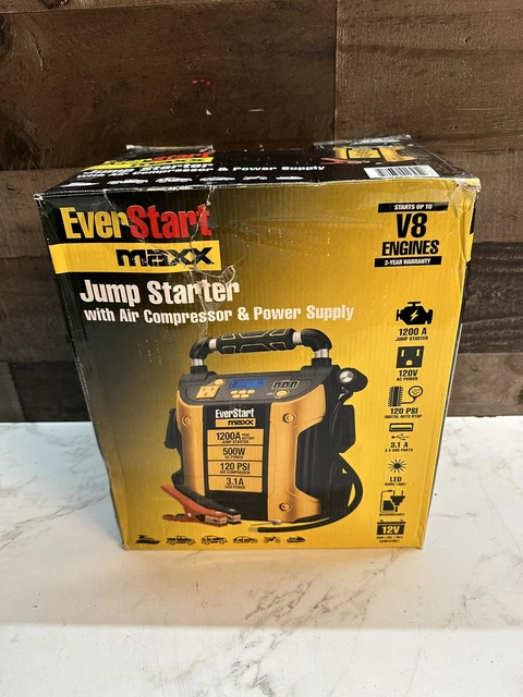 EVERSTART MAXX 1200A Peak Jump Starter, 500W Power Inverter, 120 PSI ...
