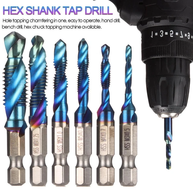 M4 M5 M6 M8 M10 Countersink Deburr Set Hex Shank Tap Drill Titanium ...
