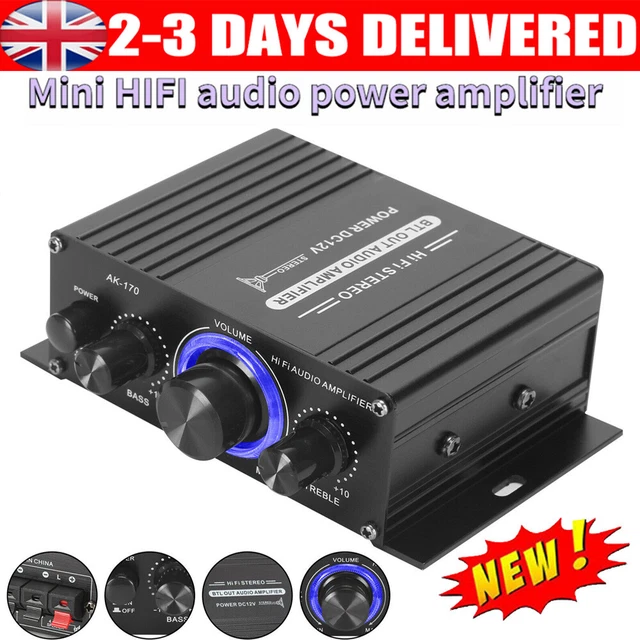 POWER DIGITAL AMPLIFIER HIFI Mini Stereo Audio Amplifier USB FM Mic ...