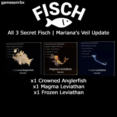 ROBLOX FISCH | Crowned Anglerfish - Magma Leviathan - Frozen Leviathan ...