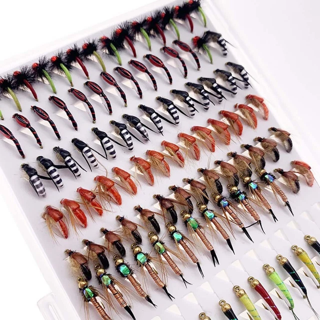 42-126PCS/BOX TROUT FLY FishingFlies Kit Nymph Wet Flies Fishing Fly ...