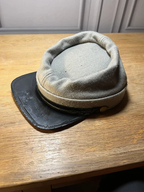 AMERICAN CIVIL WAR Confederate Grey Union Wool Kepi Peak Cap Size Small ...