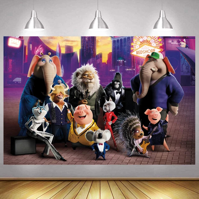 SING 2 BACKDROP Kids Happy Birthday Party Boys Photo Background Banner ...