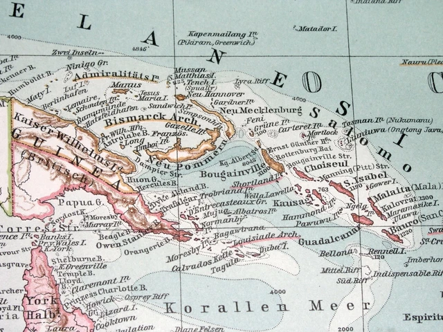 1912 MAP OF Pacific Oceania Australia New Zealand Hawaii New Caledonia ...