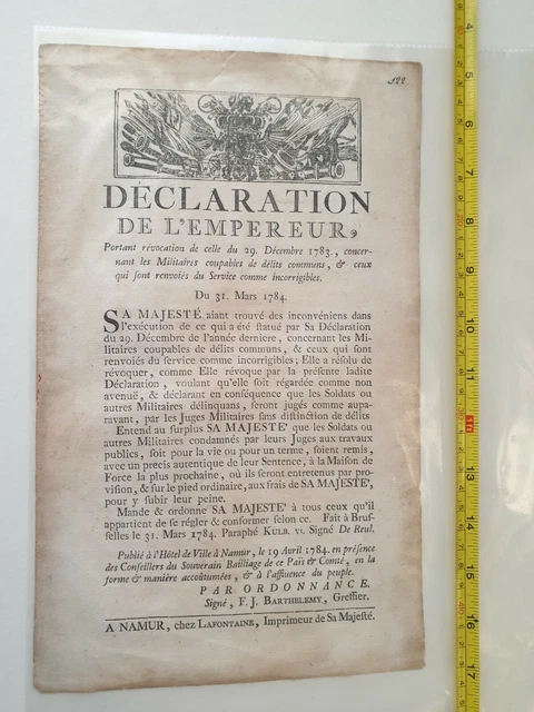 ORIGINAL 18TH CENTURY 1784 Declaration France Emperor Majesty Paper ...