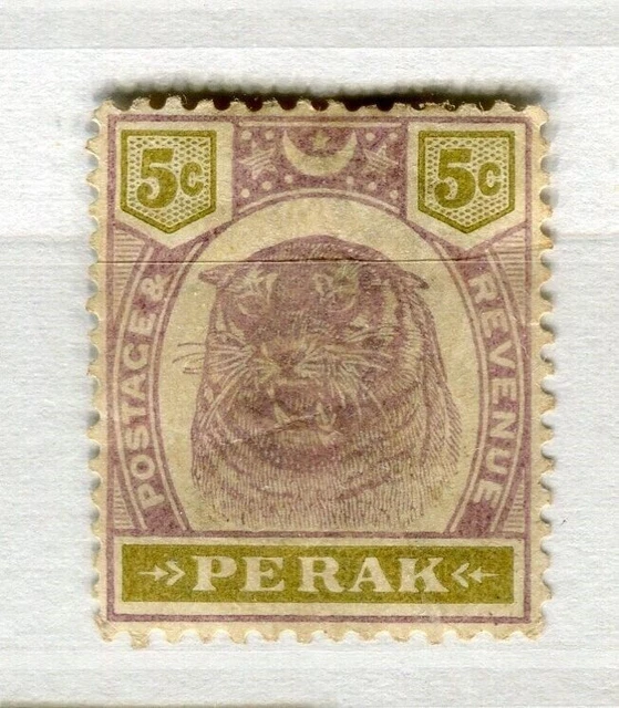 MALAYA PERAK 1890 emissione classica tigre nuova incernierata 5c ...