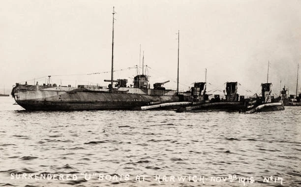 A SURRENDERED GERMAN U-boats World War One Harwich Essex November 1918 ...