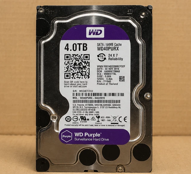 WD PURPLE 4TB HDD SATA 3.5" Hard Drive CCTV DVR NVR Surveillance ...