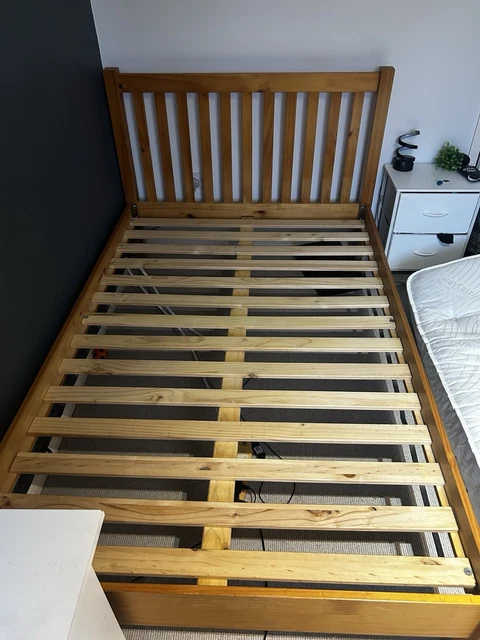WOODEN SMALL DOUBLE Bed Frame with Mattress, £104.70 - PicClick UK