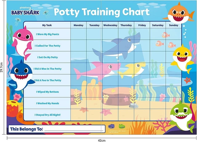 BABY SHARK POTTY & Toilet Training Reward Chart with Stickers Routine ...