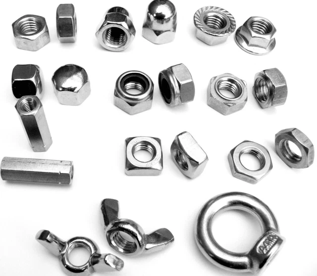 ÉCROUS HEXAGONAUX EN acier inoxydable écrou chapeau écrou aile écrou long A2 écrou carré EUR 1 ...