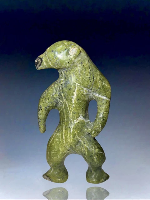 INUIT SOAPSTONE DANCING Bear Carving / Sculpture Signed By Harry ...