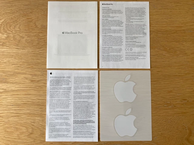 APPLE MACBOOK PRO Booklet Quick Start Guide with Sticker from 2016 £0. ...