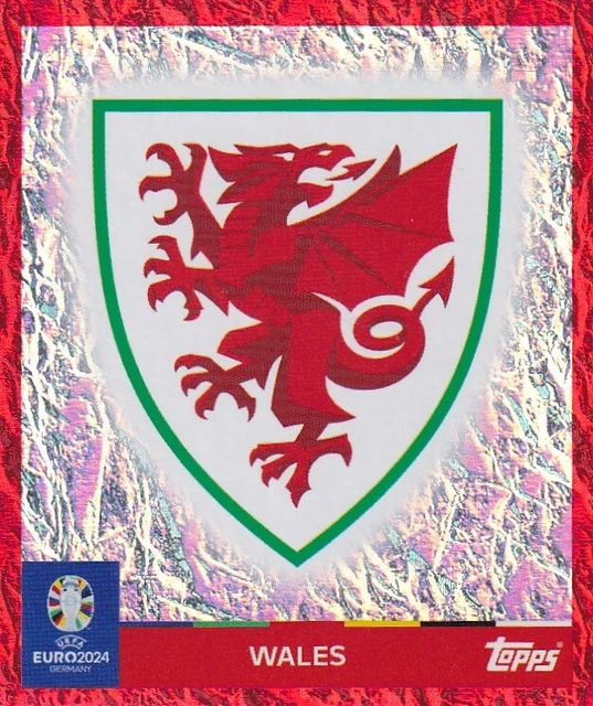 TOPPS UEFA EURO 2024 Sticker Swiss Edition WAL 1 Logo Wales - Holo Foil ...