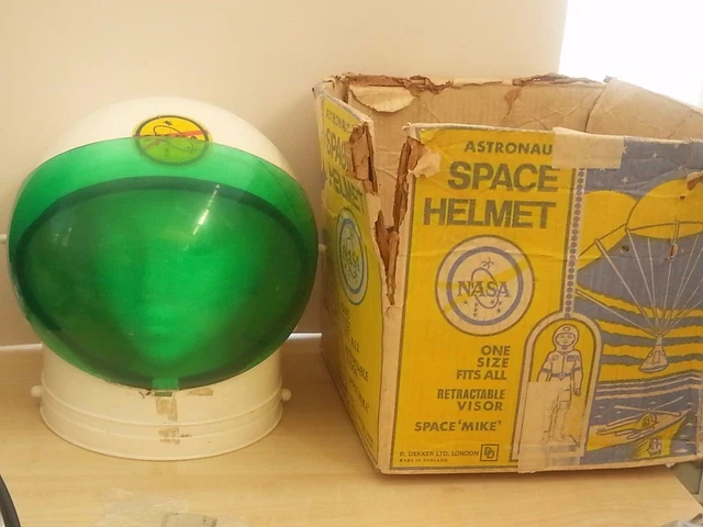 RARE SPACE HELMET NASA VINTAGE CHILDS TOY BY DEKKER LONDON 19 With Box ...