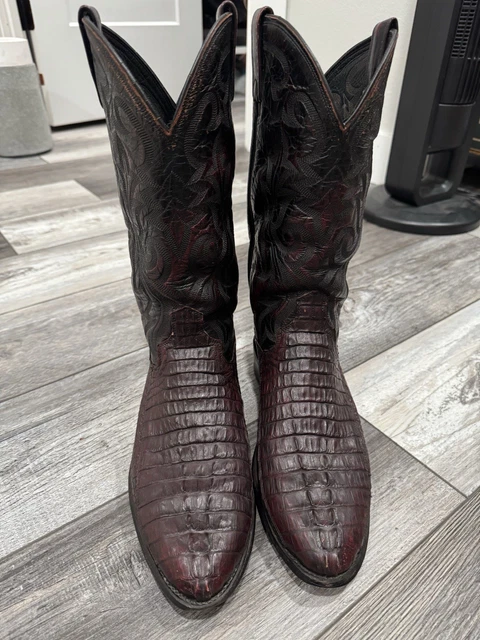 DAN POST BLACK Cherry Caiman Tail 10ee Cowboy Boots- Vintage £143.24 ...