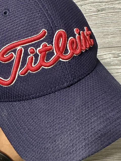 TITLEIST PRO V1 FJ Footjoy Golf S/M Hat Cap Blue Red Embroidered A-Flex ...