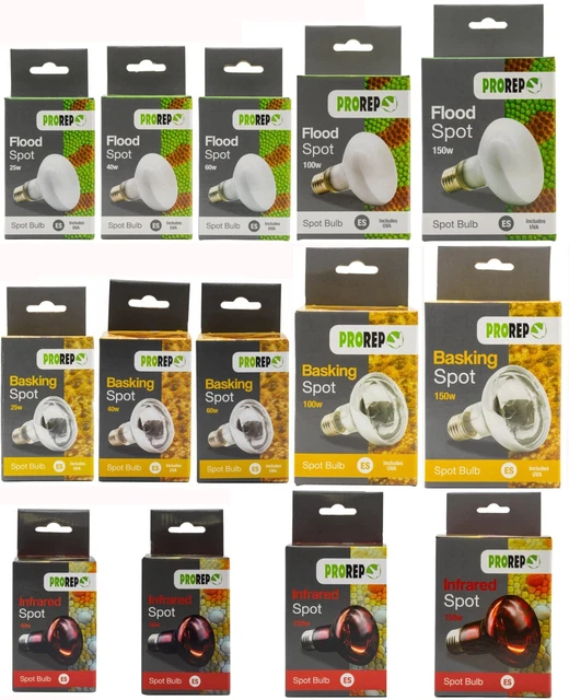 PROREP REPTILE LIGHT Heat Bulb Basking Lamp - BC or ES - Flood Spot ...