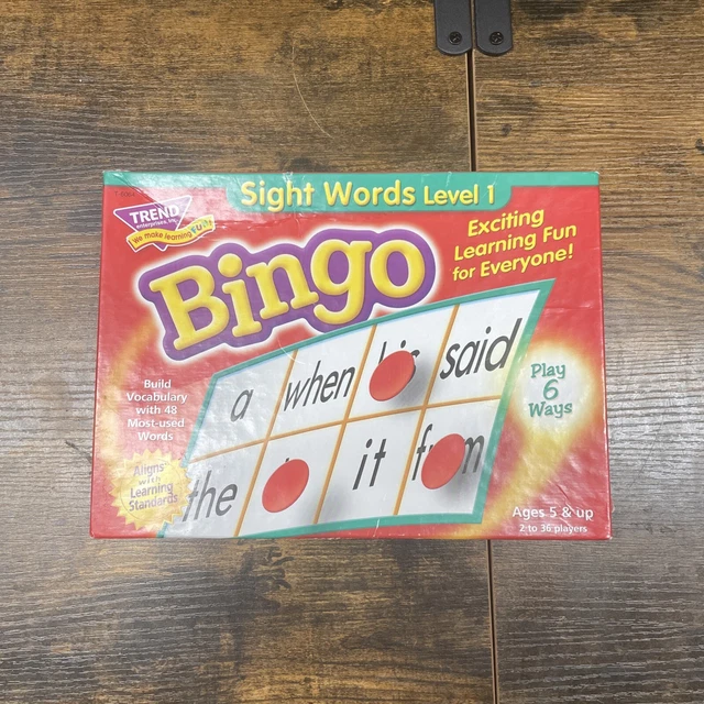 SIGHT WORDS BINGO Game Level 1 Education Learning Vocabulary Play 6 ...