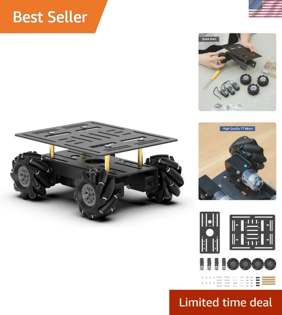 MECANUM ROBOT CHASSIS Car Kit with 360° Omnidirectional Wheel, Aluminum ...