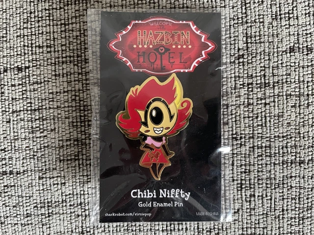 RARE HAZBIN HOTEL Gold Chibi Niffty Enamel Pin Sharkrobot Helluva Boss ...