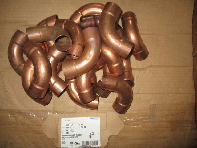 20 1-1/4&CXC COPPER 90 DEGREE LONG RADIUS ELBOW WROT COPPER PIPE 1-3/8 ...