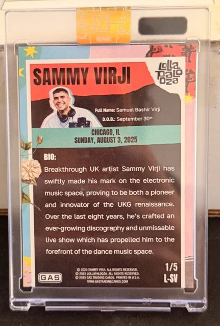 SAMMY VIRJI X Lollapalooza Chicago 2025 x GAS Trading Card /5 RED FOIL ...