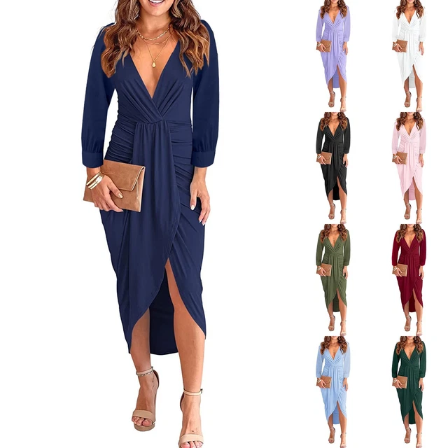 ROBE DE SOIR E l gante avec col en V et devant fendu pour v nements forme EUR 31,99 - PicClick FR