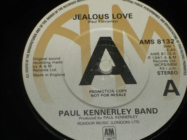 PAUL KENNERLEY BAND: Jealous Love PROMO 7" Near Mint £5.39 - PicClick UK