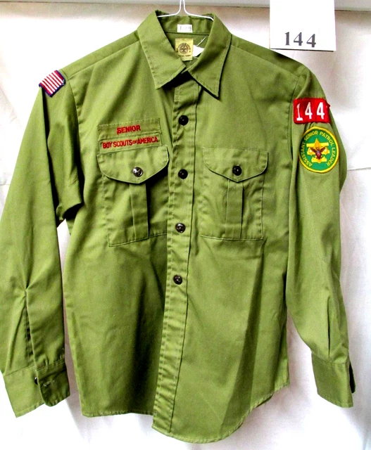 UNIFORM SHIRT BOY Scout ASPL BSA Official Olive Green Lg, 1970s,Ch. 18. ...