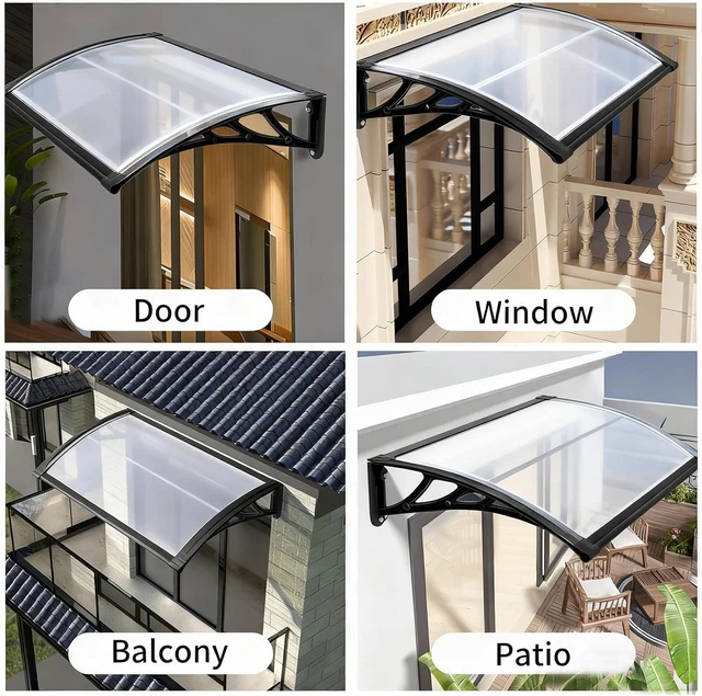 1M X 1M Transparent Window Canopy Awning, Window Door Awning for Rain ...
