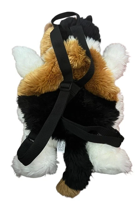 AURORA REALISTIC LIFE-LIKE Cat Calico Soft Plush Backpack with Zipper ...