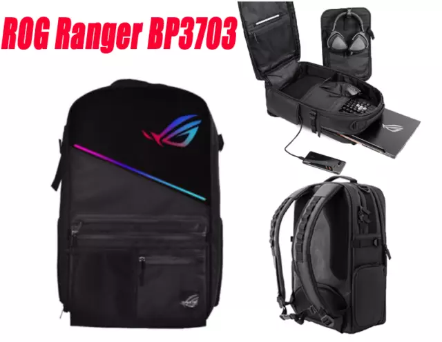ASUS ROG RANGER BP3703 Backpack RGB Gaming Laptop Handbag School Travel ...