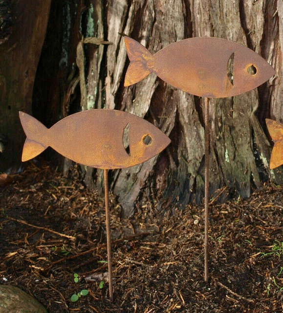 ROST DEKO 2X Fische Edelrost Metall Gartendeko 23 cm maritime ...