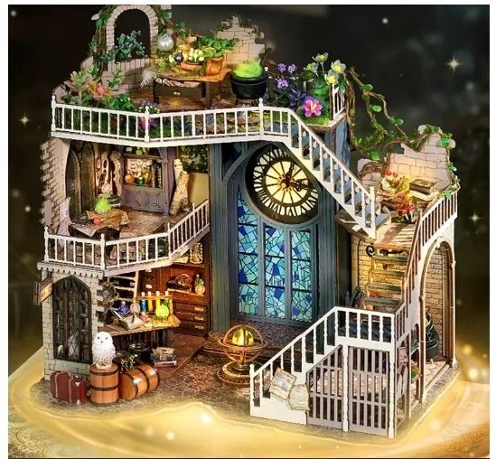 NEW BEAUTIFUL DIY Miniature Magic Clock House Dollhouse Kit £31.80 ...