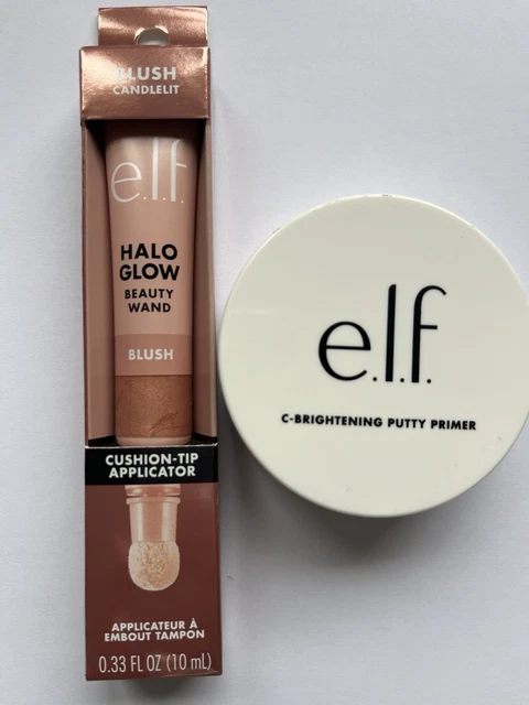 E.L.F. C-BRIGHTENING PUTTY Primer & Halo Glow Blush Beauty Wand ...