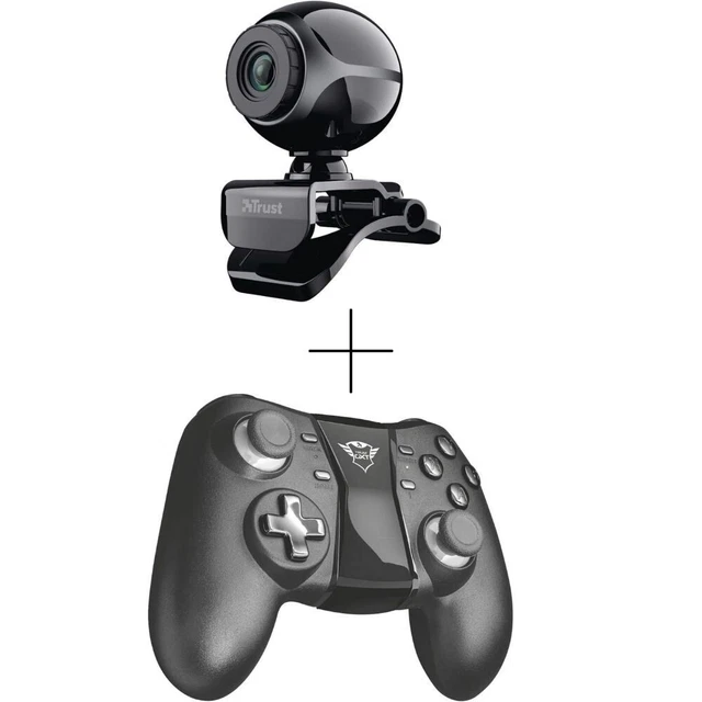 TRUST EXIS WEBCAM 300K 480p Kamera mit Trust GXT590 Wireless Gamepad ...