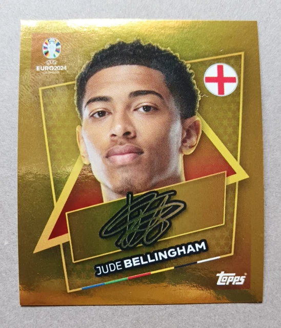 JUDE BELLINGHAM SIGNATURE Figurine TOPPS UEFA EURO 2024 Sticker Gold ...
