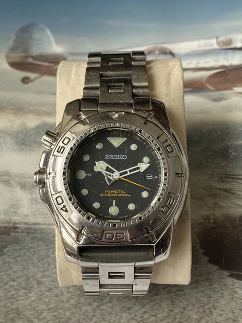 RARE SEIKO KINETIC Divers 200M Mens Watch Big Boss 5M62-0Ay0 £195.00 ...