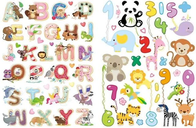 KINDER STICKER ANIMAL Abc's and 123's Static Wall Clings Incredible ...