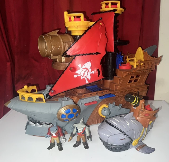FISHER-PRICE IMAGINEXT SHARK Bite Pirate Ship DHH61 & Mega Mouth Shark ...