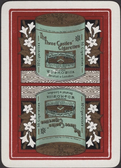 PLAYING CARDS SINGLE Card Old Antique Wide THREE CASTLES CIGARETTES ...