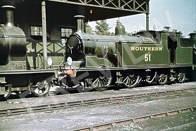 COLOUR RAIL SLIDE SR 29 Southern Railway 'M7' No. 51 at Bournmouth shed ...